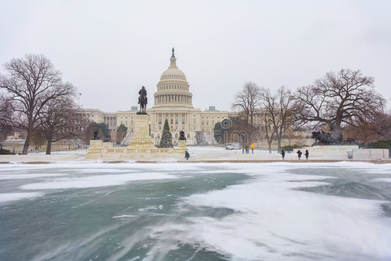US Capitol in Washington DC at Winter Stock Photo - Image of meadow ...