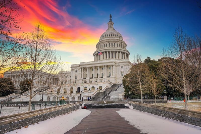 US Capitol in Washington DC at Winter Stock Image - Image of city ...