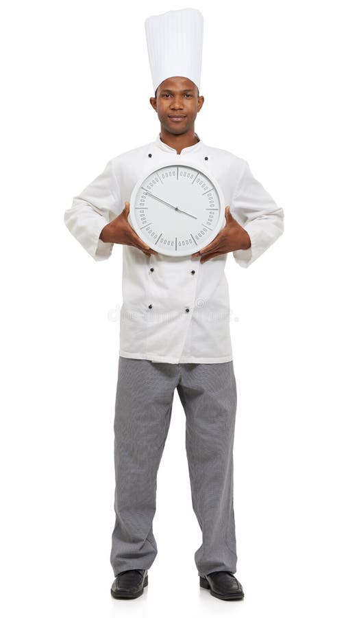 Us Chefs are always on the Clock. Portrait of an African Chef Holding a ...