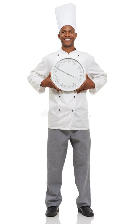 Us Chefs are always on the Clock. Portrait of an African Chef Holding a ...
