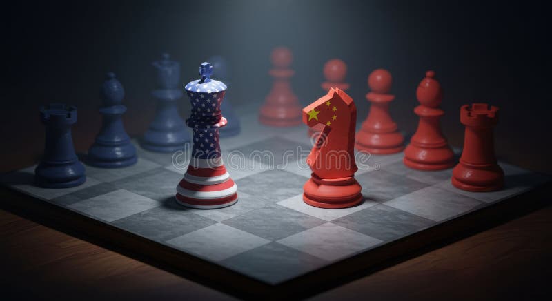 US-China Chess Match stock illustration. Illustration of international ...