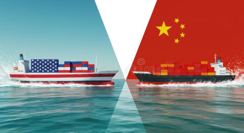 US-China Trade Conflict stock illustration. Illustration of economic ...