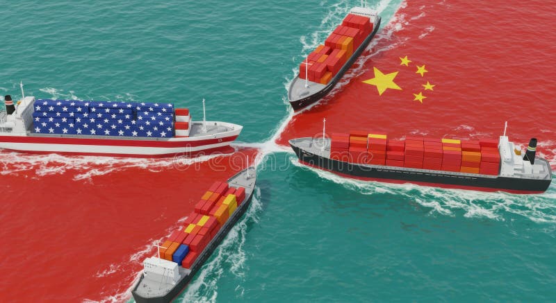 US-China Trade War Visualization Stock Illustration - Illustration of ...