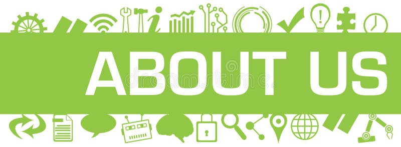 About Us Blue Box Technology Symbols Up Down Stock Illustration ...