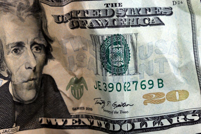 US Currency Twenty Dollar Bill. Stock Image - Image of deficit, dollars ...