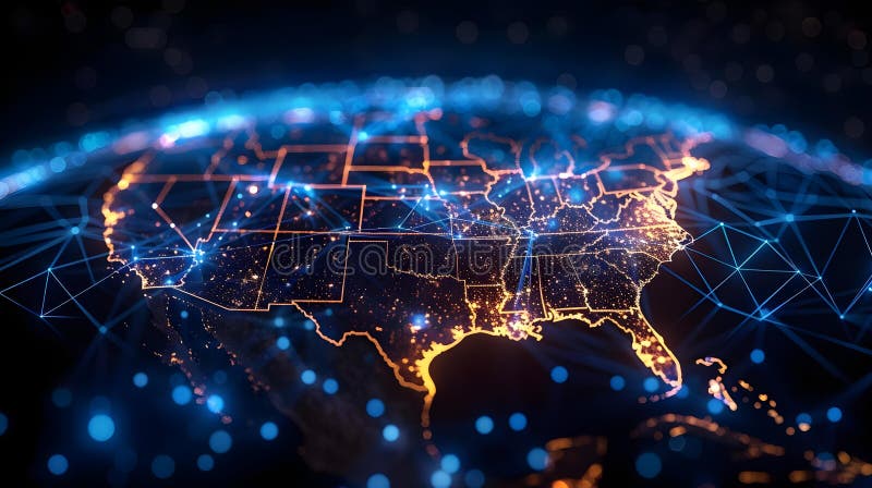 US Data Network Connectivity Map. Concept Network Infrastructure, Data ...