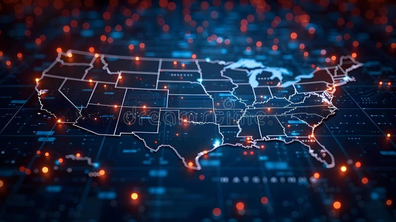 US Digital Connectivity Map - Pulsing Data Across the Nation. Concept ...