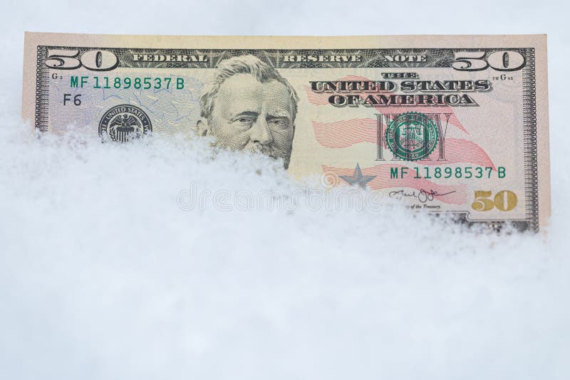 US 50 Dollar Banknote on the Snow Stock Image - Image of cash ...