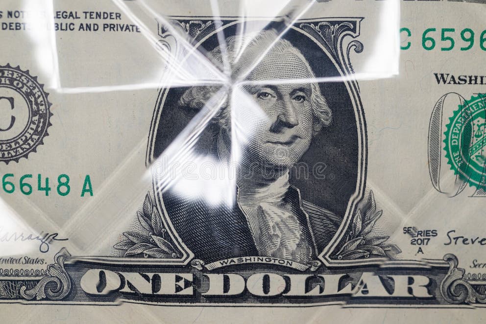 US 1 Dollar Banknote Under Transparent Curved Plastic Stock Image ...