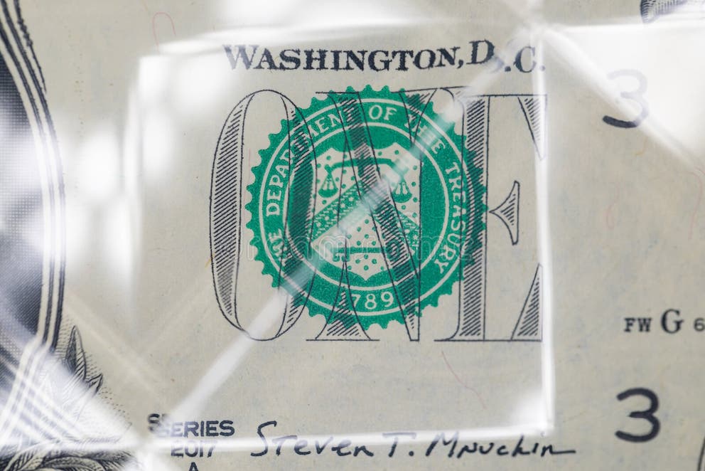 US 1 Dollar Banknote Under Transparent Curved Plastic Stock Photo ...