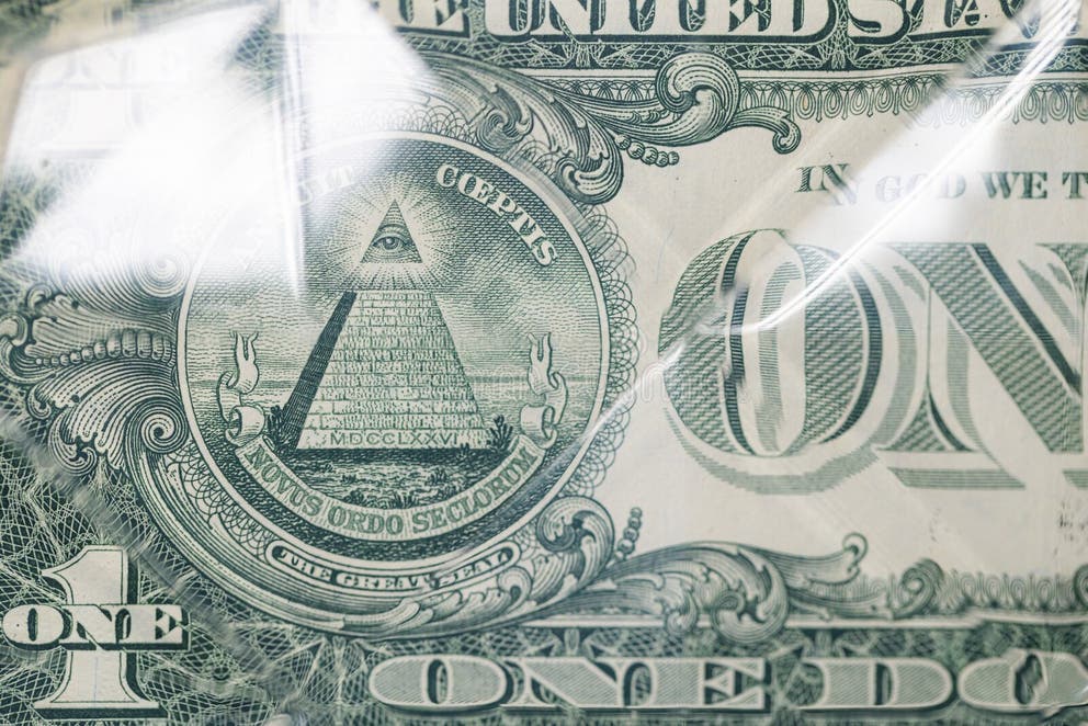 US 1 Dollar Banknote Under Transparent Curved Plastic Stock Photo ...