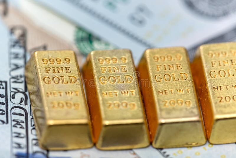 US Dollar Banknotes with Stack Od Gold Bars Stock Image - Image of ...