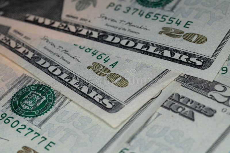 US 20 dollar banknotes stock photo. Image of closeup - 341021426