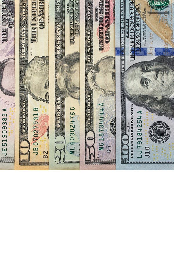 Us Dollar Bill Isolated On White Background. Stock Photo - Image of ...