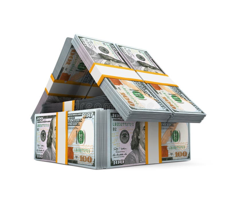 US Dollar Bills Pack Money House Stock Illustration - Illustration of ...