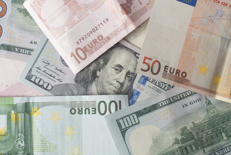 US Dollar and Euro stock photo. Image of fifteen, inflation - 71004396