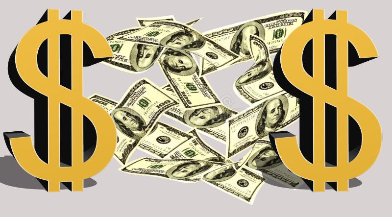 US Dollar Notes with a Dollar Sign on Each Side Stock Illustration ...