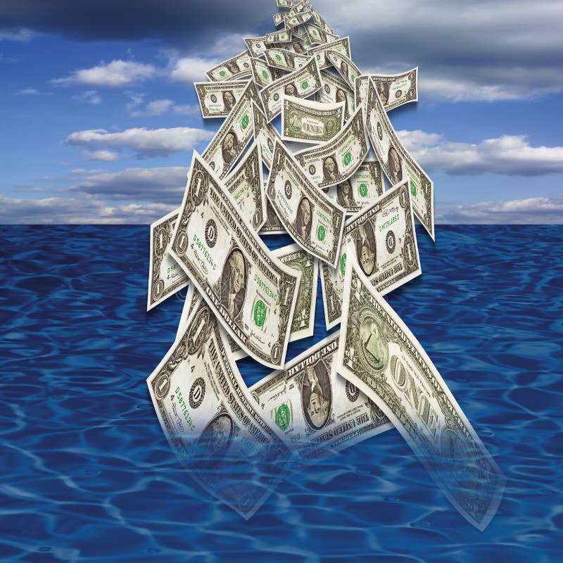 US Dollar Notes Falling in Sea from Sky Stock Illustration ...