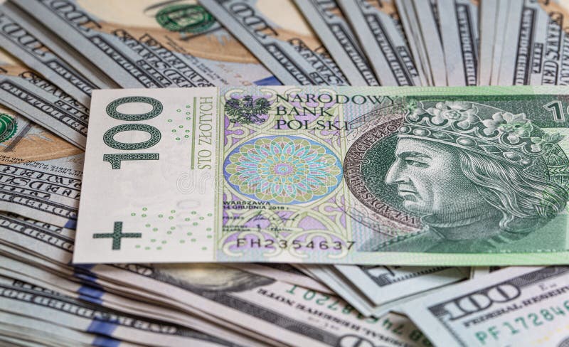 100 US Dollar and 100 Polish Zloty Banknotes Stock Photo - Image of ...