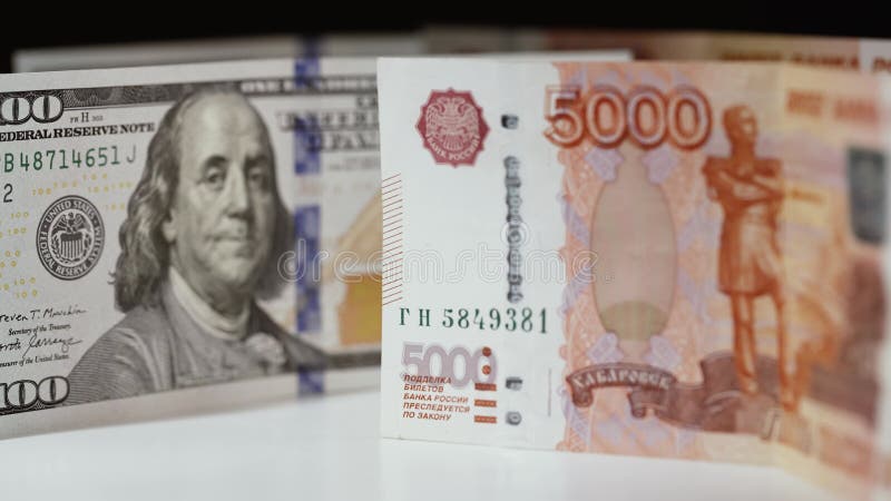 US Dollar and Russian Ruble on the Table Stock Footage - Video of rate ...