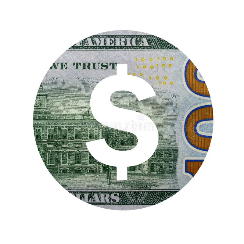 US Dollar Sign Icon with Real 100 Dollars Banknote Texture Isolated on ...
