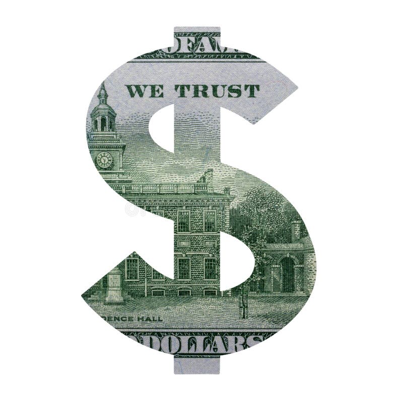 US Dollar Sign Icon with Real 100 Dollars Banknote Texture Isolated on ...