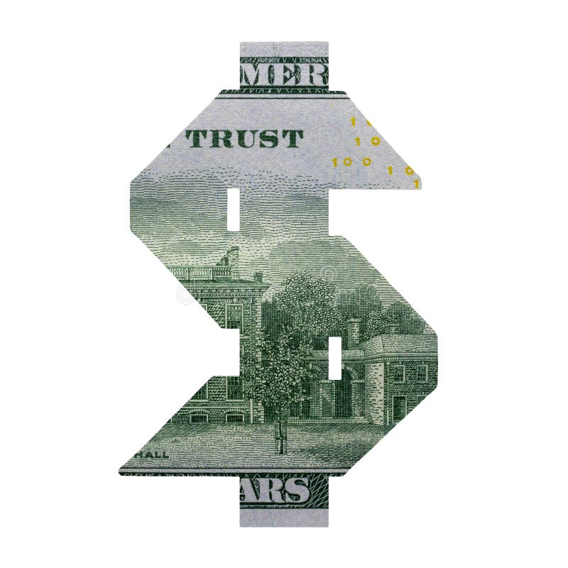 US Dollar Sign Icon with Real 100 Dollars Banknote Texture Isolated on ...