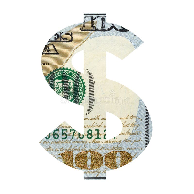 US Dollar Sign Icon with Real 100 Dollars Banknote Texture Isolated on ...