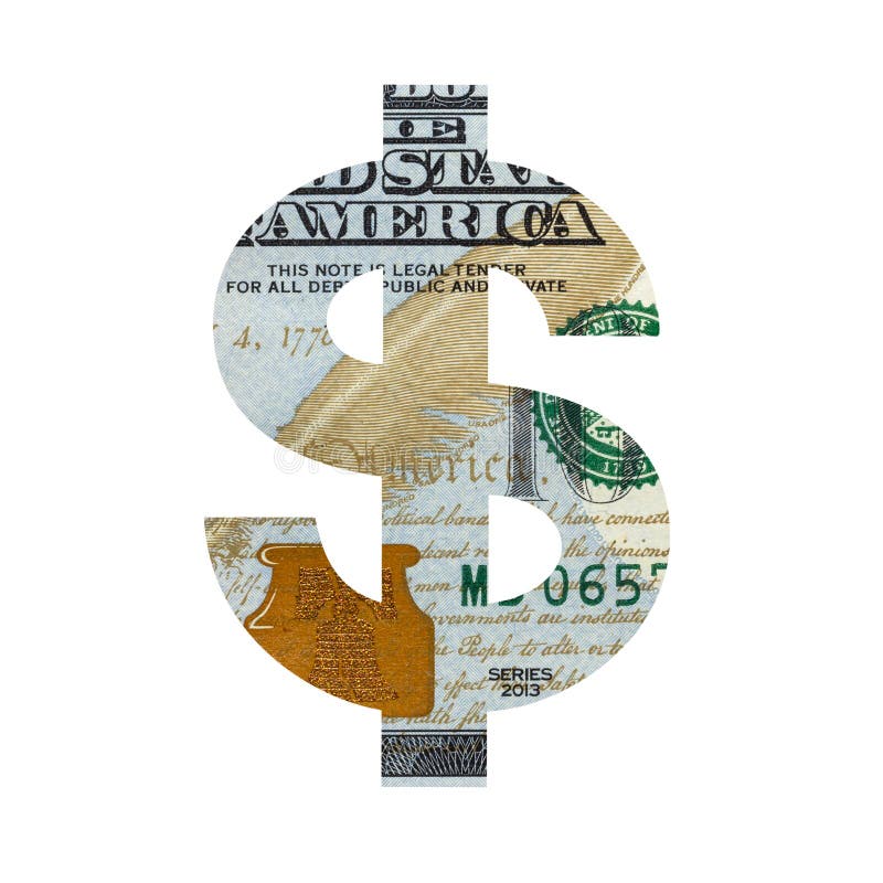 US Dollar Sign Icon with Real 100 Obverse Dollars Banknote Texture ...