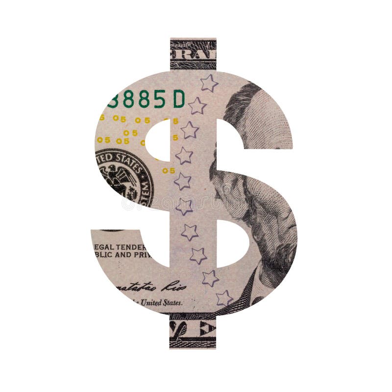 US Dollar Sign Icon Real 5 Obverse Dollars Banknote Texture Isolated on ...