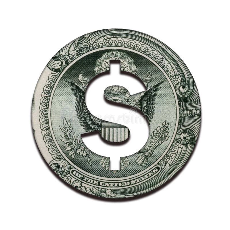 US Dollar Sign Icon with Real One Dollar Bill Banknote Texture Isolated ...