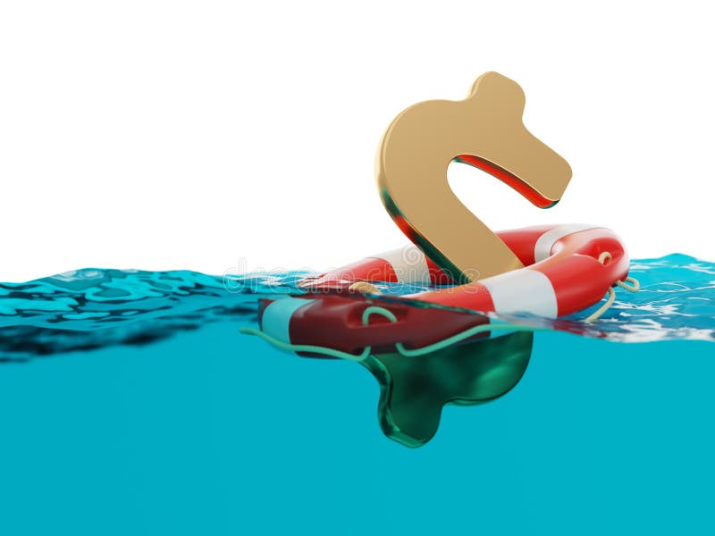 US Dollar Sign Inside of Lifebuoy Split Level 3d Illustration Stock ...