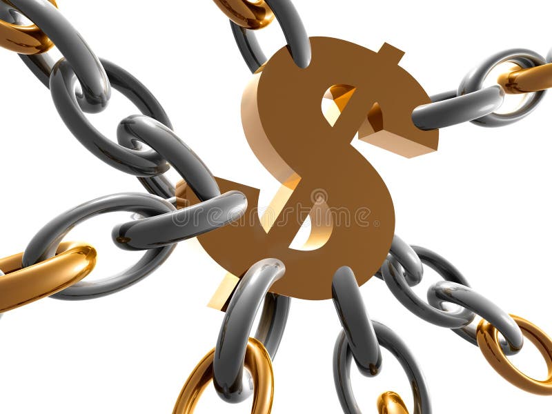 US Dollar symbol on chain stock illustration. Illustration of dollar ...
