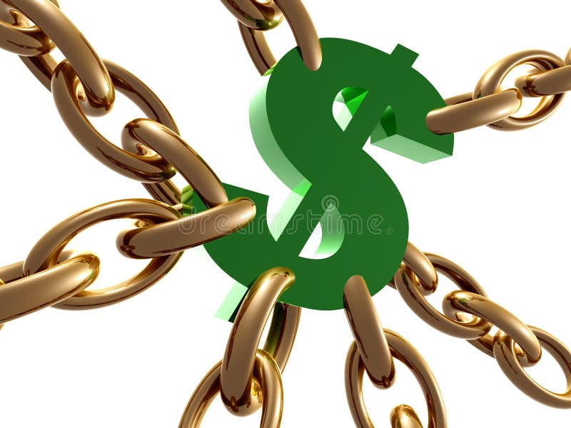 US Dollar symbol on chain stock illustration. Illustration of render ...