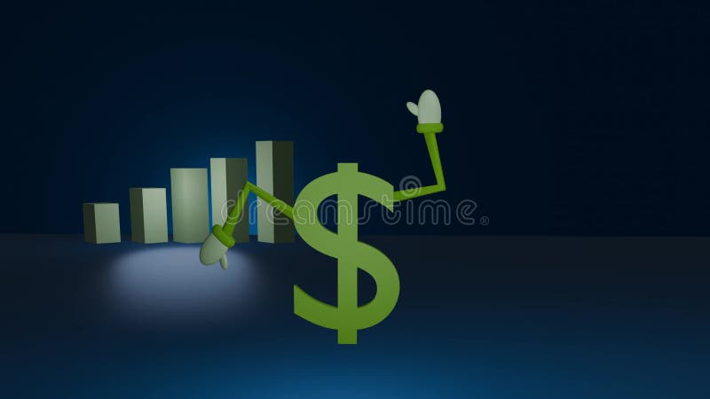 US Dollar Waving with Green Bar Chart Graph in Three Dimension Space ...