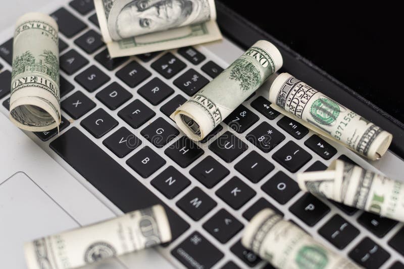 US Dollars in Closeup on Laptop. Editorial Photo - Image of expensive ...
