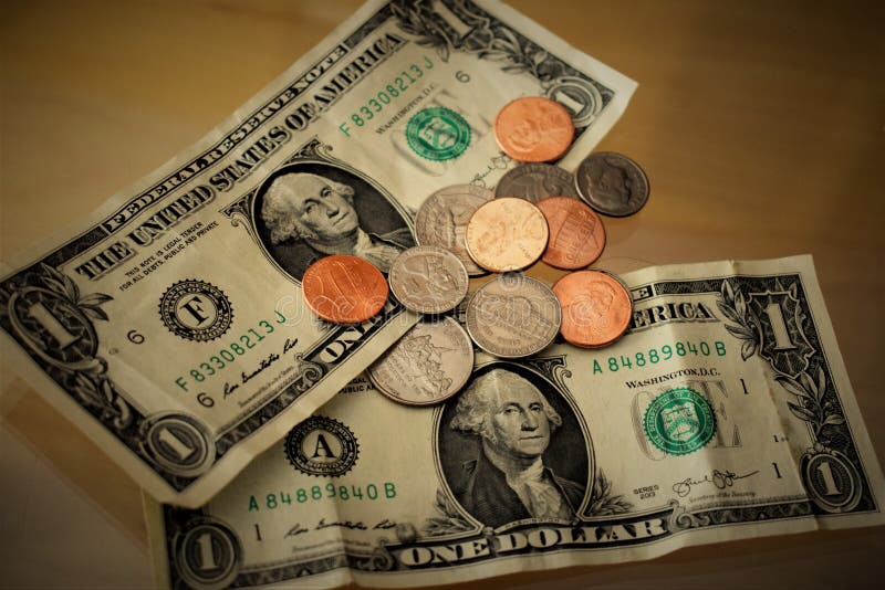 US Dollars Coins and Notes II Stock Image - Image of notes, currency ...