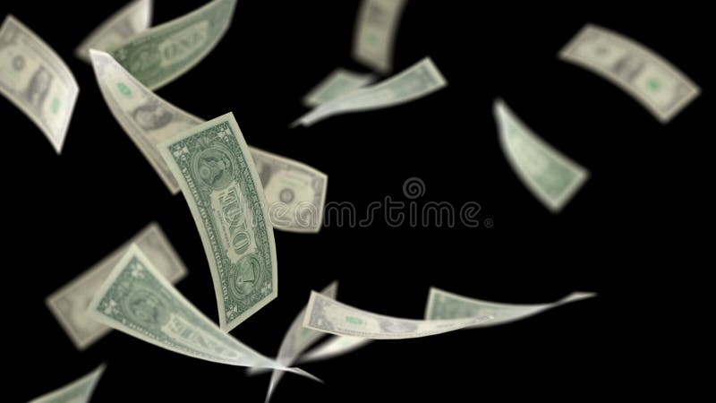 US Dollars Falling Loopable on Black with Luma Matte 4K Stock Video ...