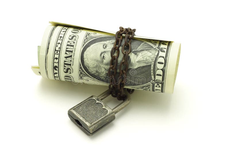US Dollars Notes Chained and Locked Stock Photo - Image of chained ...