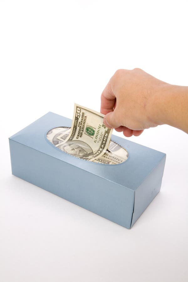Us dollars in a tissue box stock photo. Image of paper - 3221726
