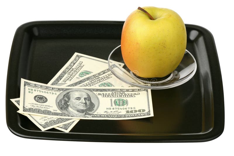 US Dollars and Yellow Apple Stock Photo - Image of black, transparent ...