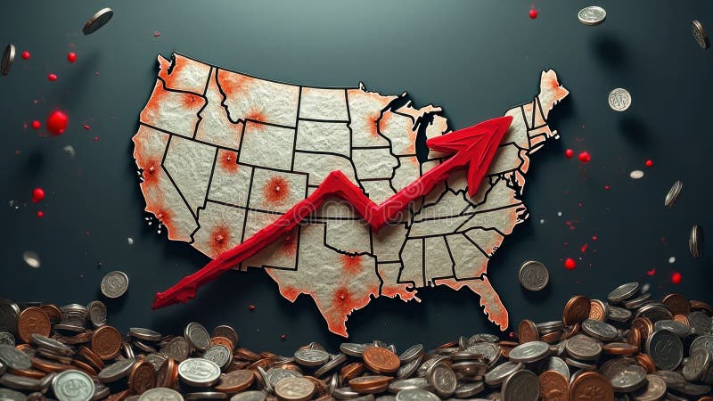 Us Economic Growth: Rising Trends Depicted with Map and Coin Imagery ...