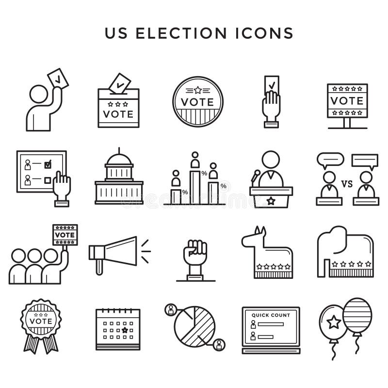 US Election Icons Illustration. Stock Illustration - Illustration of ...