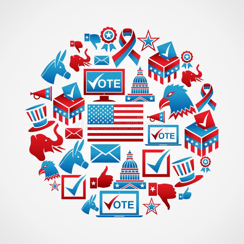 USA election icon set editorial stock photo. Illustration of nomination ...