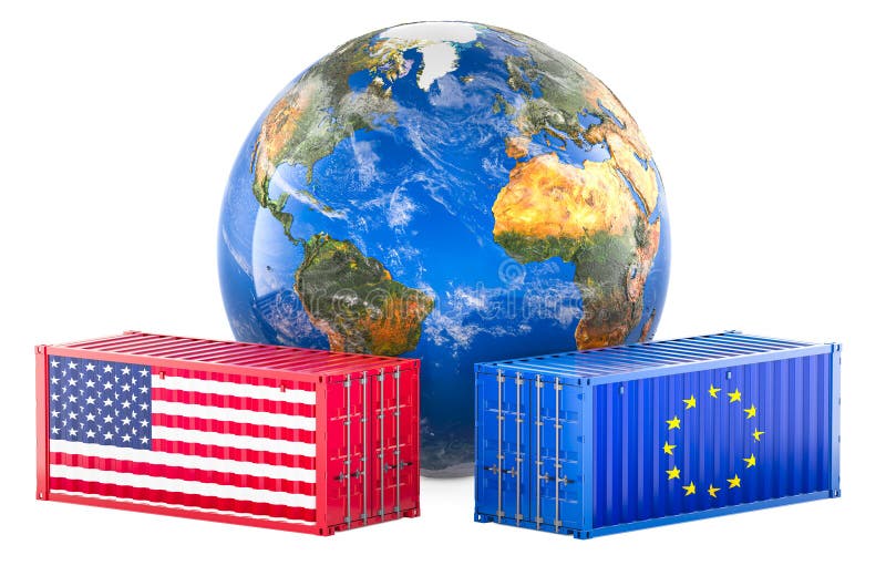 The US and the EU Trade and Tariffs Agreement Concept, 3d Rendering ...