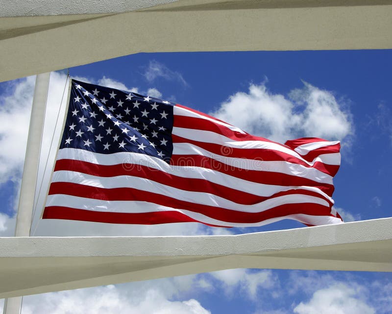 US Flag Above USS Arizona Memorial Stock Photo - Image of memorial ...