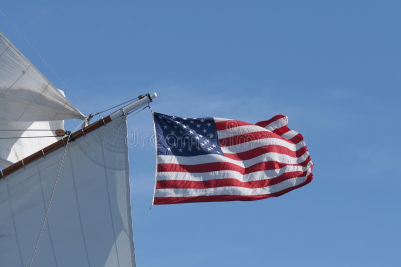 US Flag on Boat stock image. Image of tall, nautical - 12738069