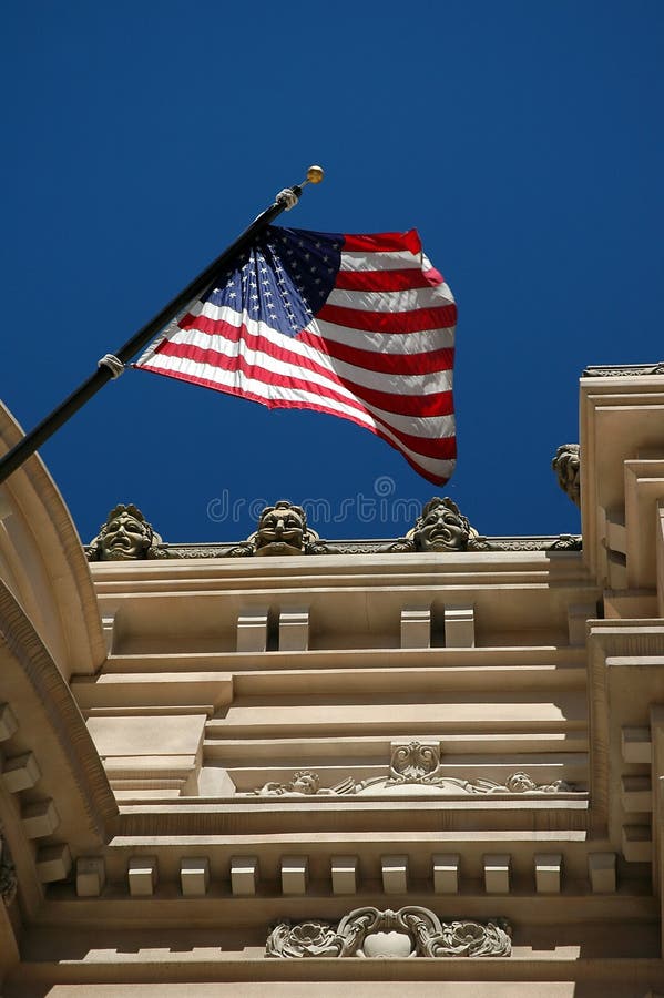 US Flag on a building stock photo. Image of glory, july - 14403940