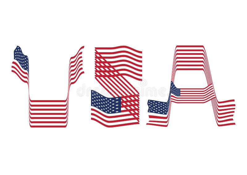 US Flag Curving As USA Font Stock Vector - Illustration of fourth ...