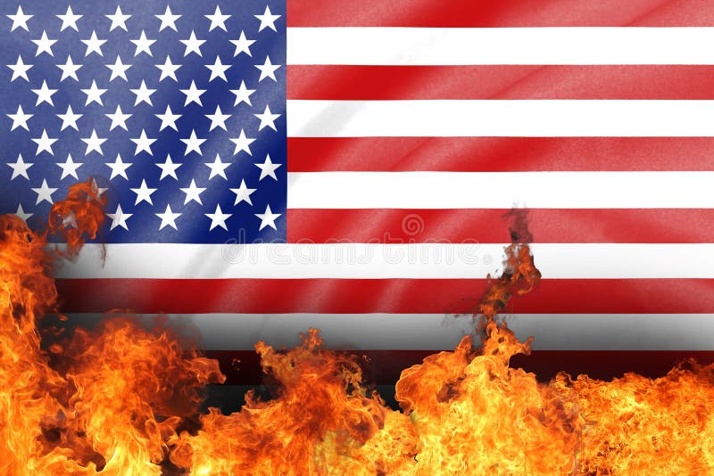 Us flag on fire stock photo. Image of aged, symbol, color - 90625844